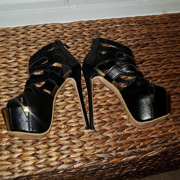 Shoes | New Never Worn Black Sexy Stiletto Open Toe Platform Heels | Poshmark